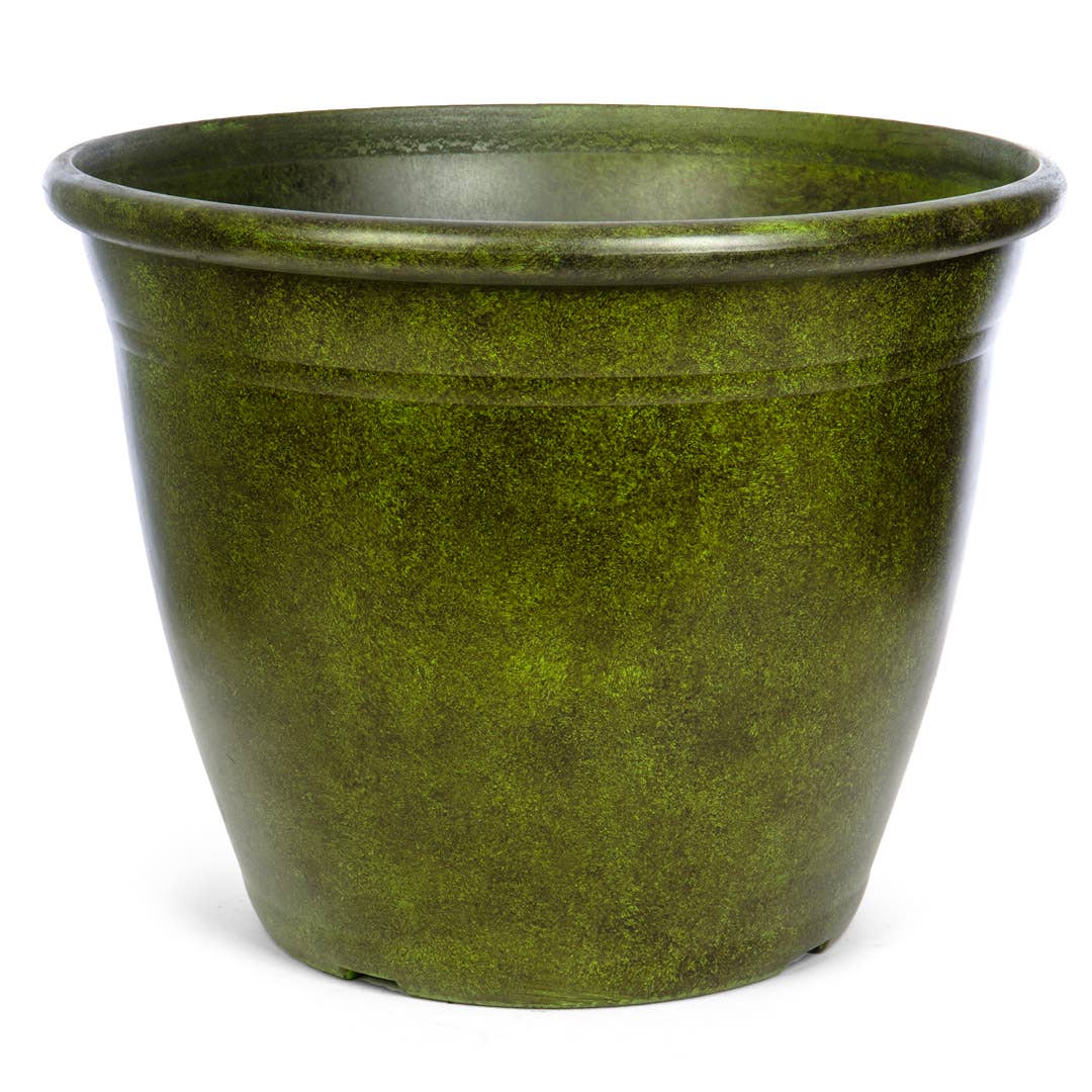 22" Patio Planter - Matte Green Granite – Little Red Wagon Native Nursery